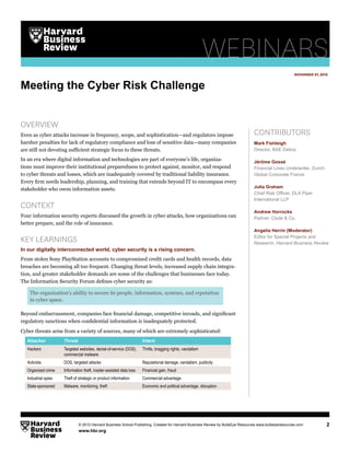 Executive Summary on the Cyber Risk Webinar | PDF | Financial ...