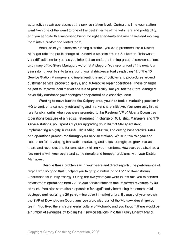 Executive Assessment Report Sample, Gordon Curphy, PhD | PDF | Business ...