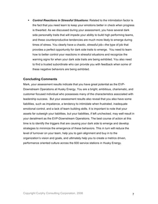 Executive Assessment Report Sample, Gordon Curphy, PhD | PDF