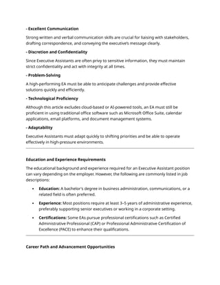 Executive Assistant Job Description: A Comprehensive Guide | DOCX