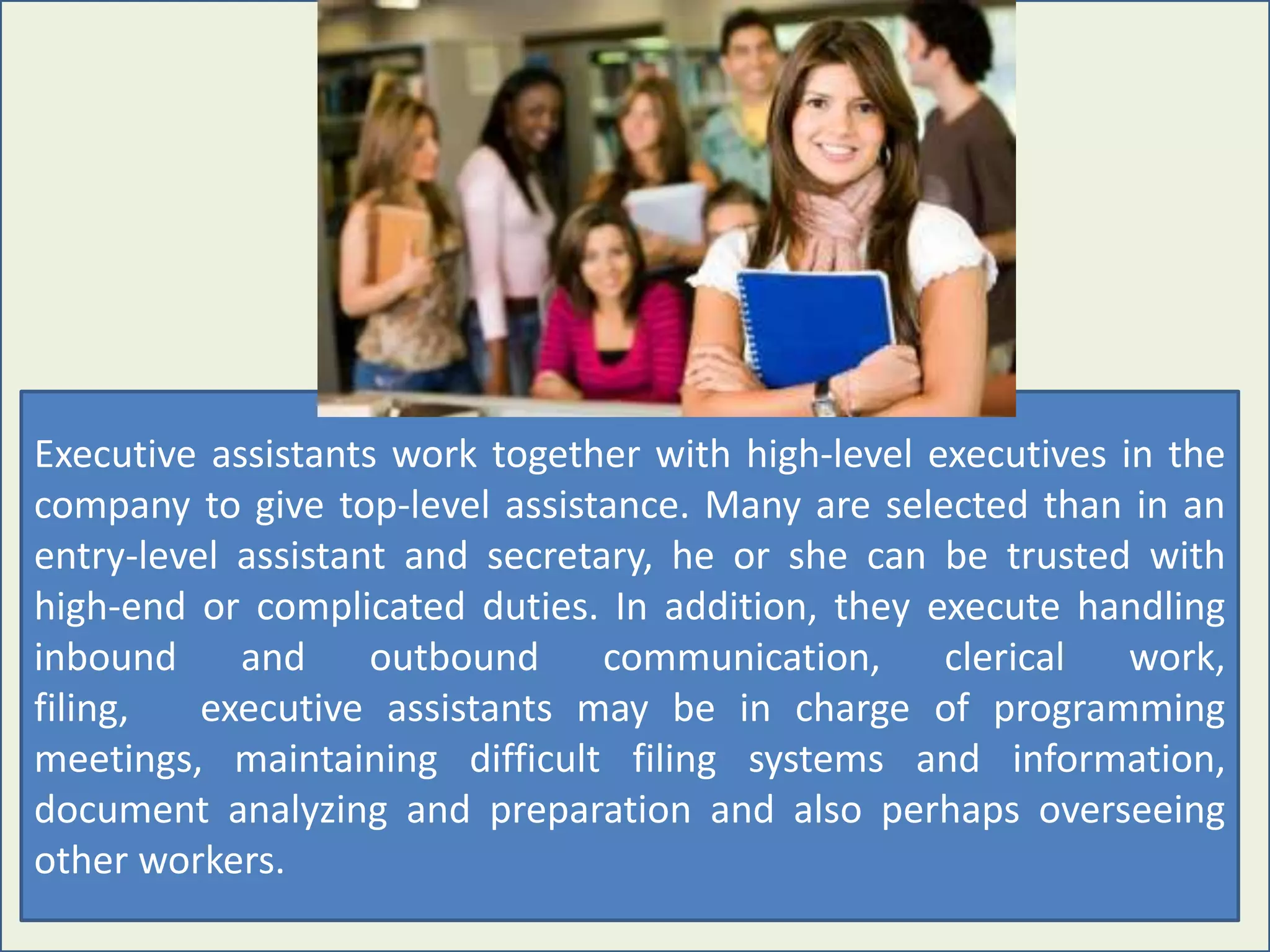 Executive Assistant Job Description | PPTX