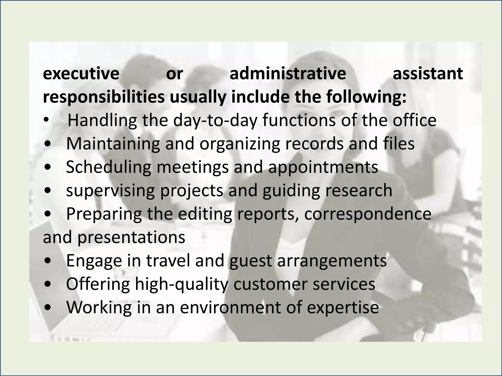 Executive Assistant Job Description | PPTX