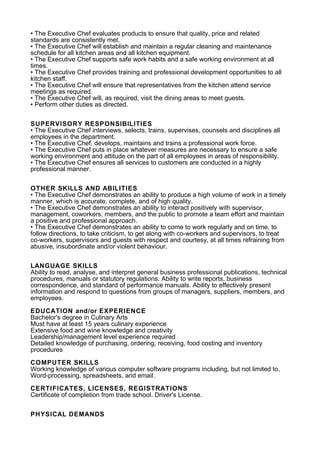 Executive Chef Job Description | DOC