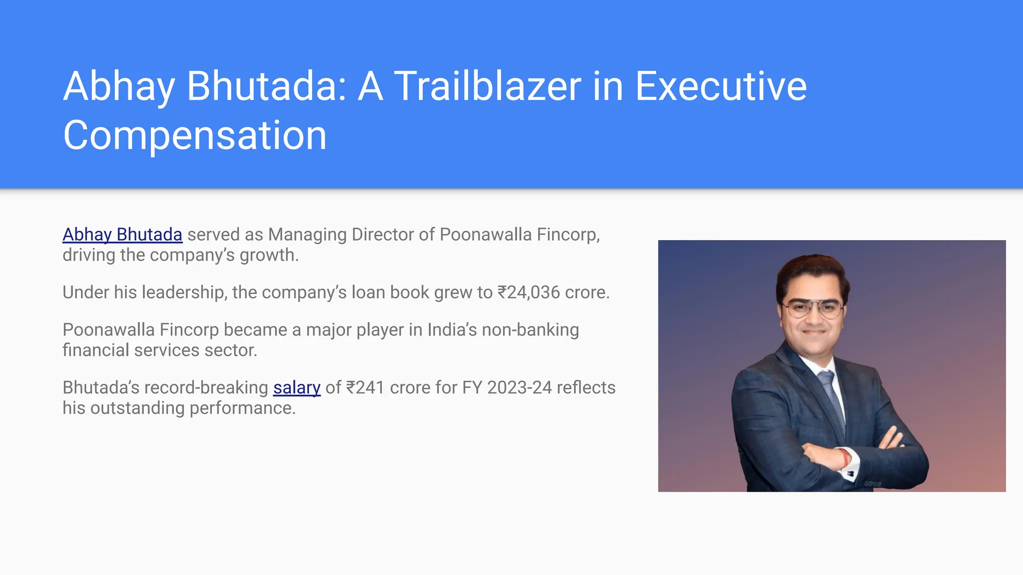 Executive Compensation in India - The Rise of Abhay Bhutada | PPT