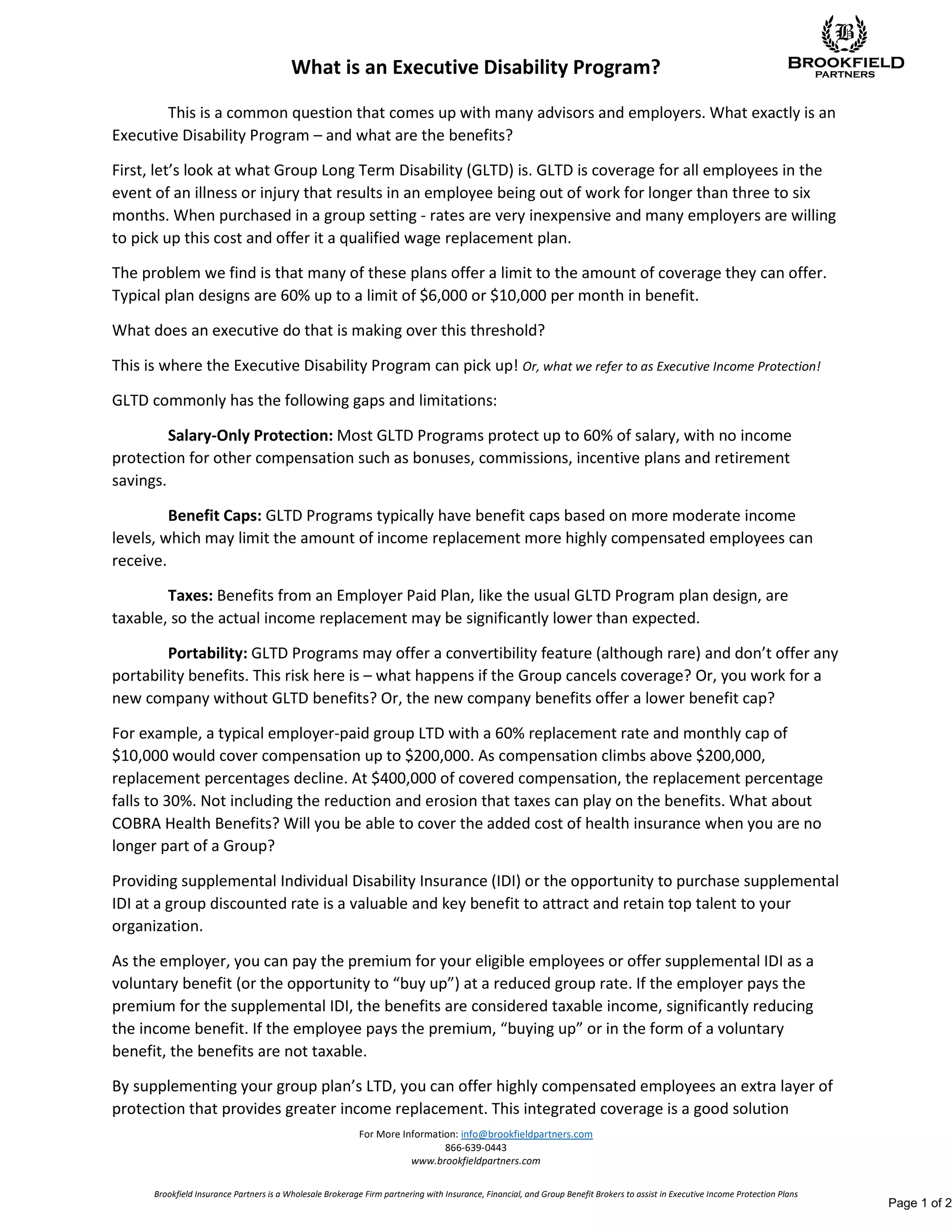 Executive disability programs FAQs | PDF