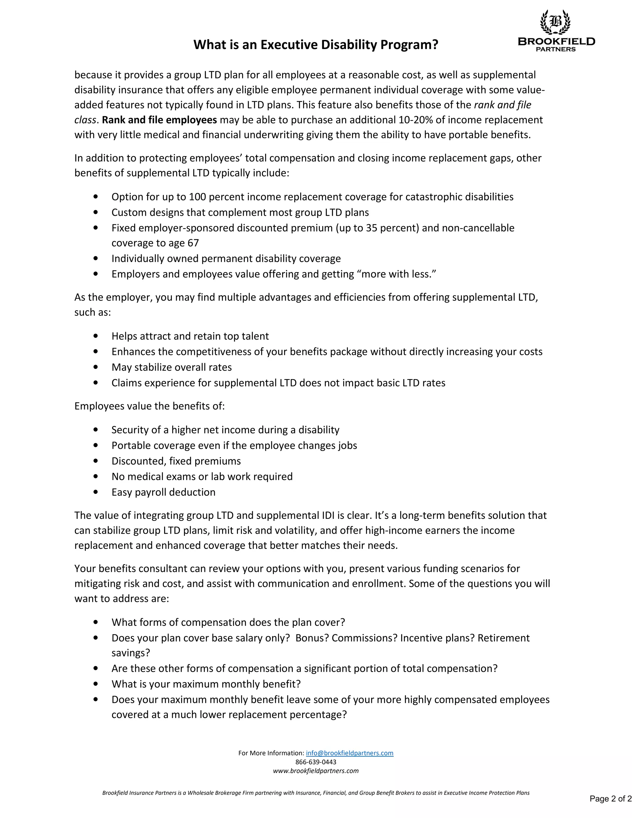 Executive disability programs FAQs | PDF