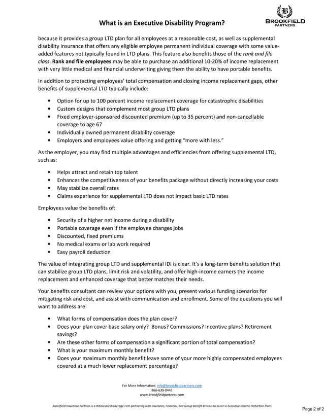 Executive disability programs FAQs | PDF
