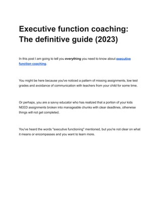 Executive function coaching The definitive guide (2023) | PDF
