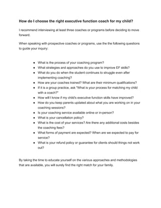 Executive function coaching The definitive guide (2023) | PDF
