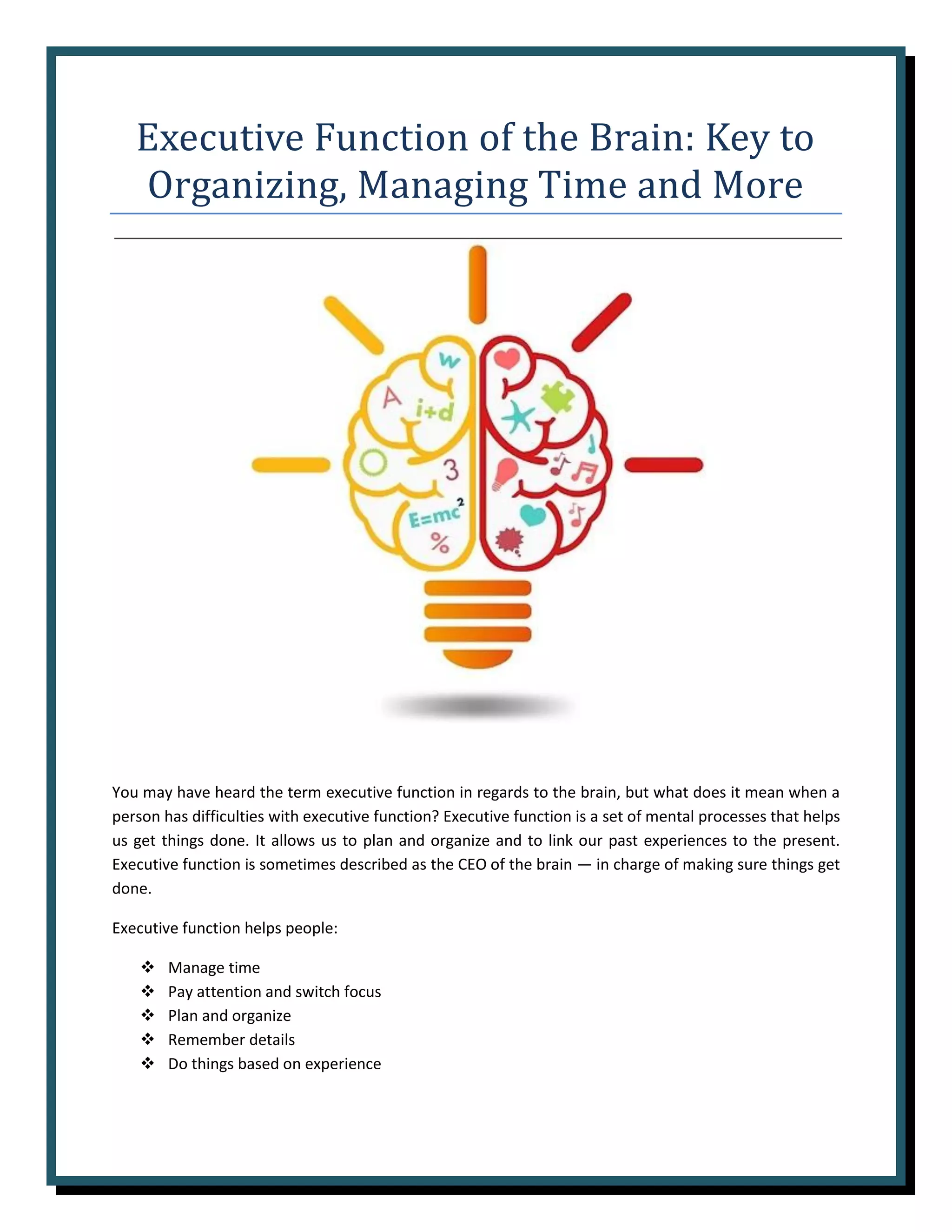 Executive function of the brain | PDF