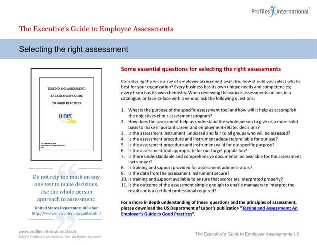 Executive guide to assessments | PPT