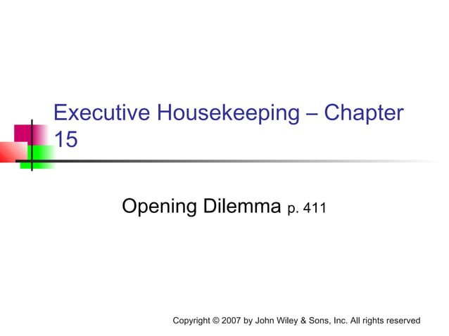 Executive housekeeping chapter 15 | PPT