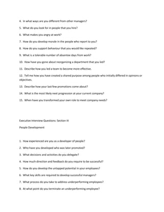 Executive interview questions | DOCX
