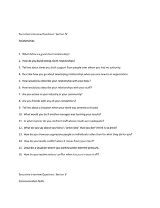 Executive interview questions | DOCX