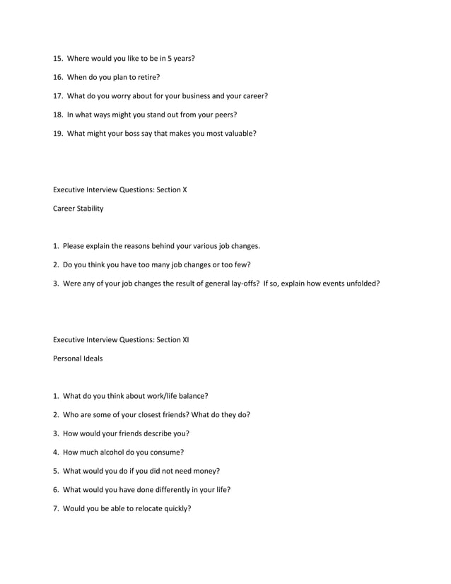 Executive interview questions | PDF