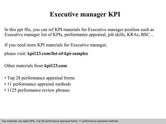 Executive manager kpi | PPT