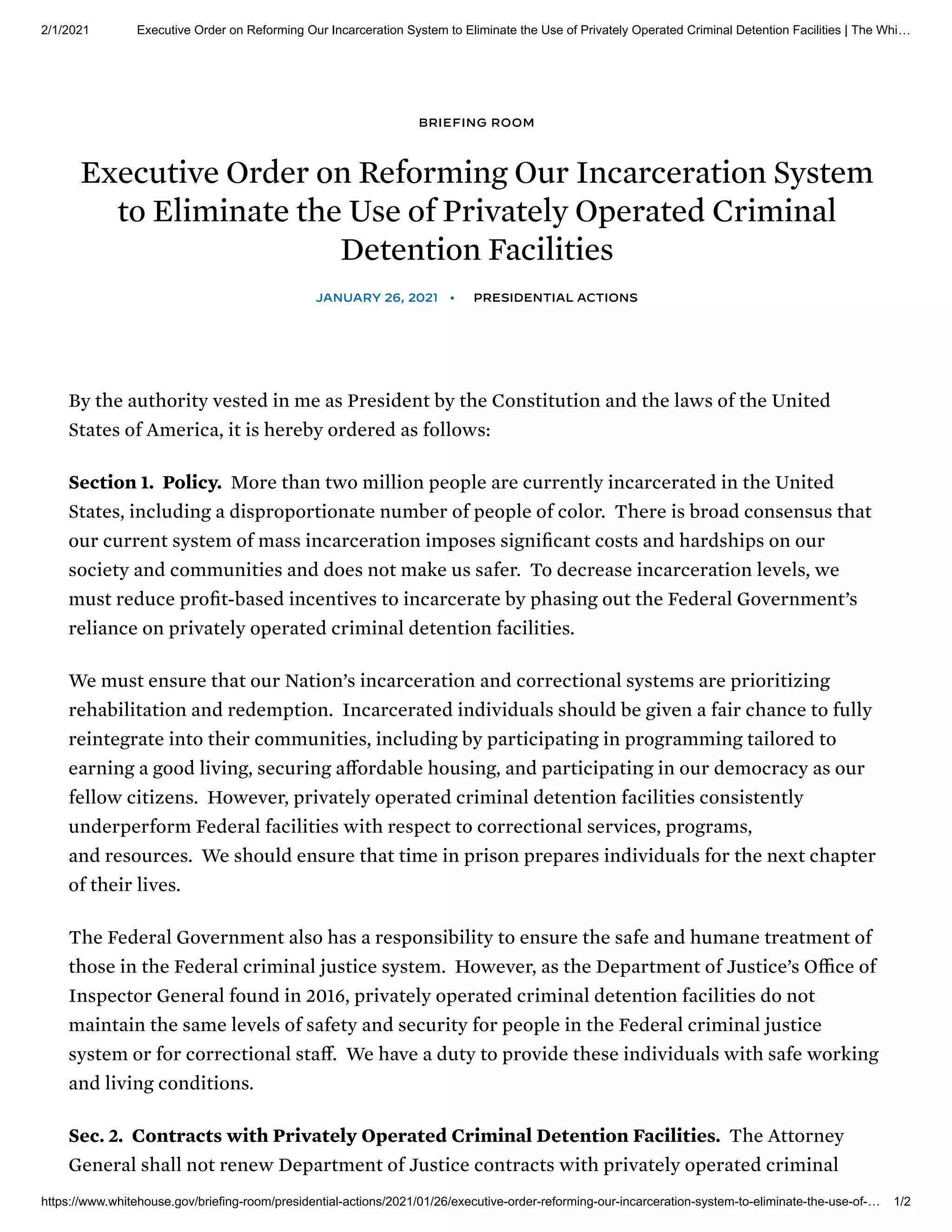 Executive order wh | PDF