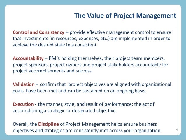 Project Management Value Proposition Project Management Value Proposition