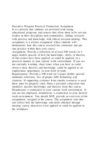 Executive Program Practical Connection Assignment | PDF