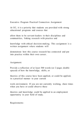 Executive program practical connection assignment at uc, i | DOCX | Resume Writing and Advice ...