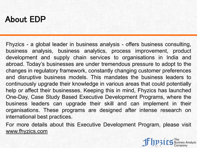 Executive Development Programs (EDP) | PPTX | Business Administration ...