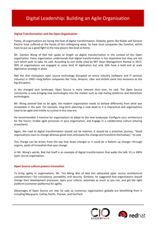 Digital Leadership : Building an Agile Organisation! | PDF