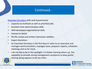 Executive Secretary - What are the skills of executive secretary? | PPTX