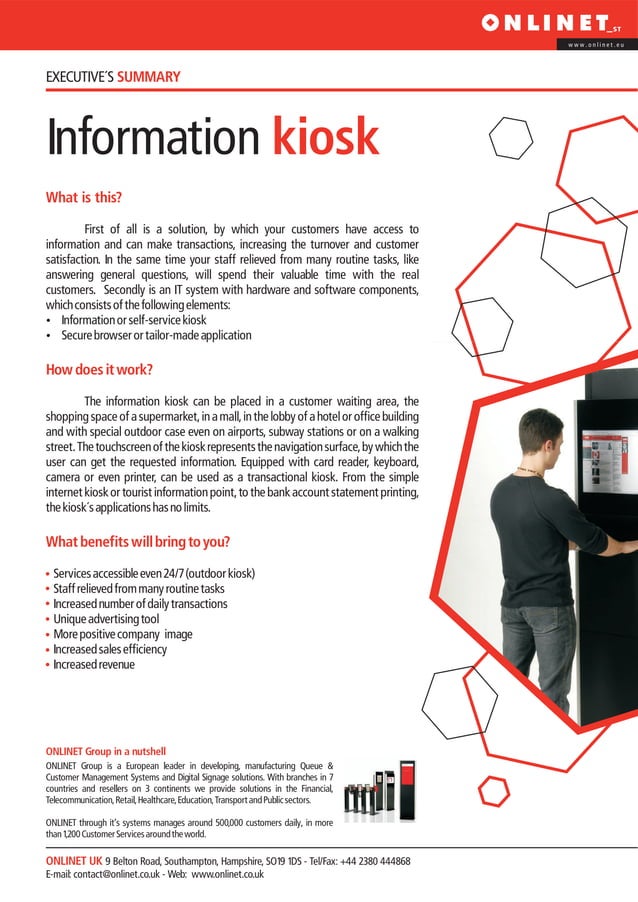 Executives summary Onlinet Information Kiosk | PDF | Internet | Computing