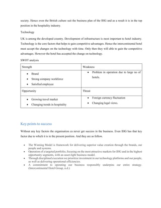 Marketin overview of Intercontinental Hotel Group (IHG) | PDF
