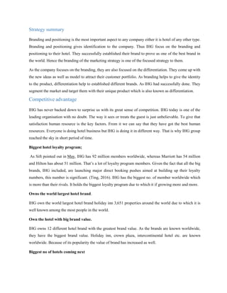 Marketin overview of Intercontinental Hotel Group (IHG) | PDF