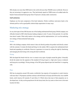 Marketin overview of Intercontinental Hotel Group (IHG) | PDF