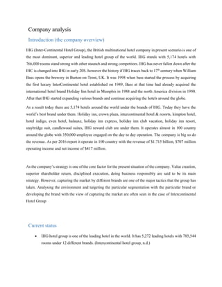 Marketin overview of Intercontinental Hotel Group (IHG) | PDF