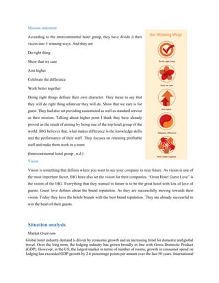 Marketin overview of Intercontinental Hotel Group (IHG) | PDF