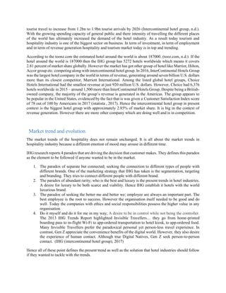 Marketin overview of Intercontinental Hotel Group (IHG) | PDF