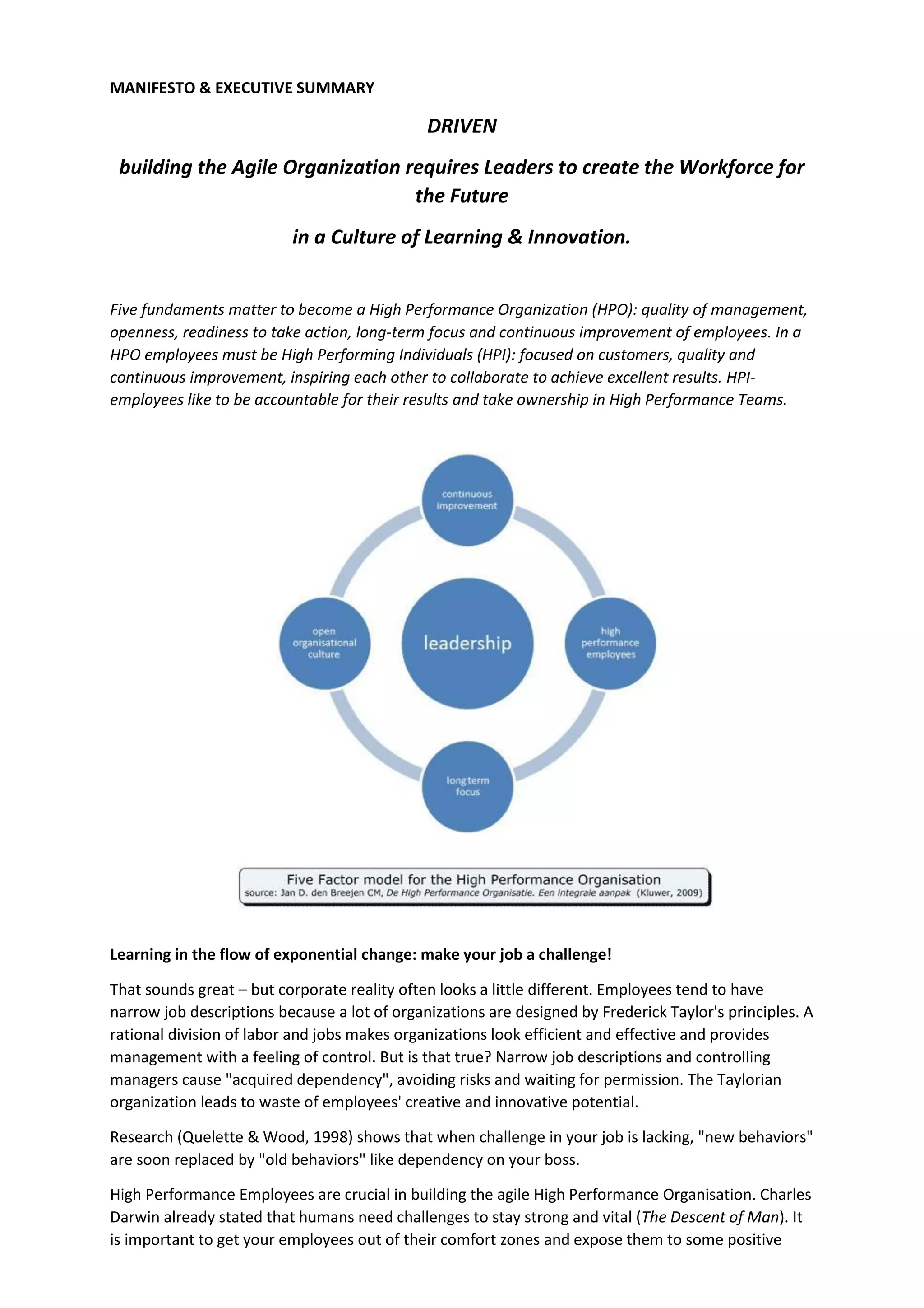 Summary of my new book The High Performance Organization | PDF