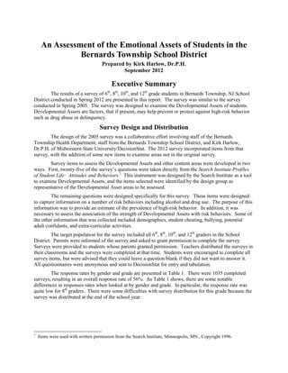 Executive summary an assessment of developmental assets bernard 2012 (2 ...