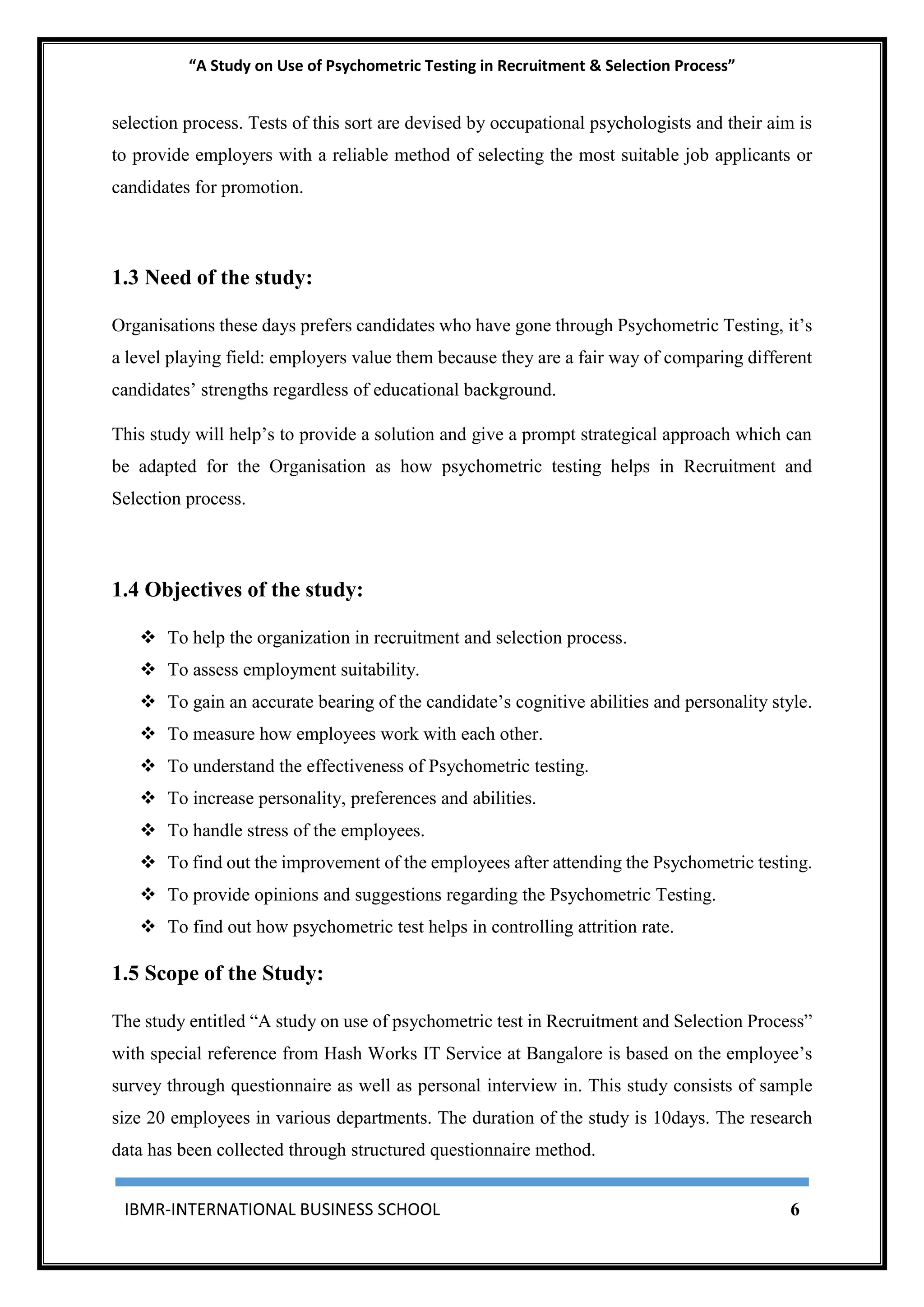Use Of Psychometric Testing In Recruitment & Selection Process ...