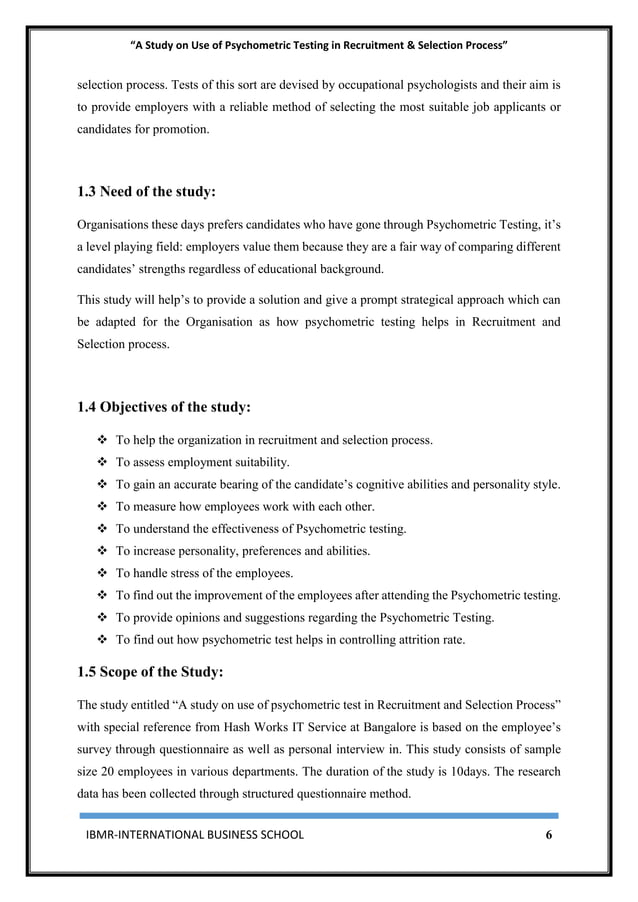 Use Of Psychometric Testing In Recruitment & Selection Process ...