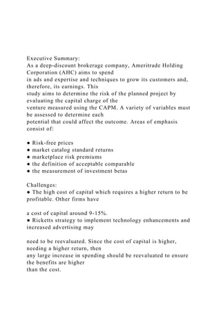 Executive Summary As a deep-discount brokerage company, Ame.docx