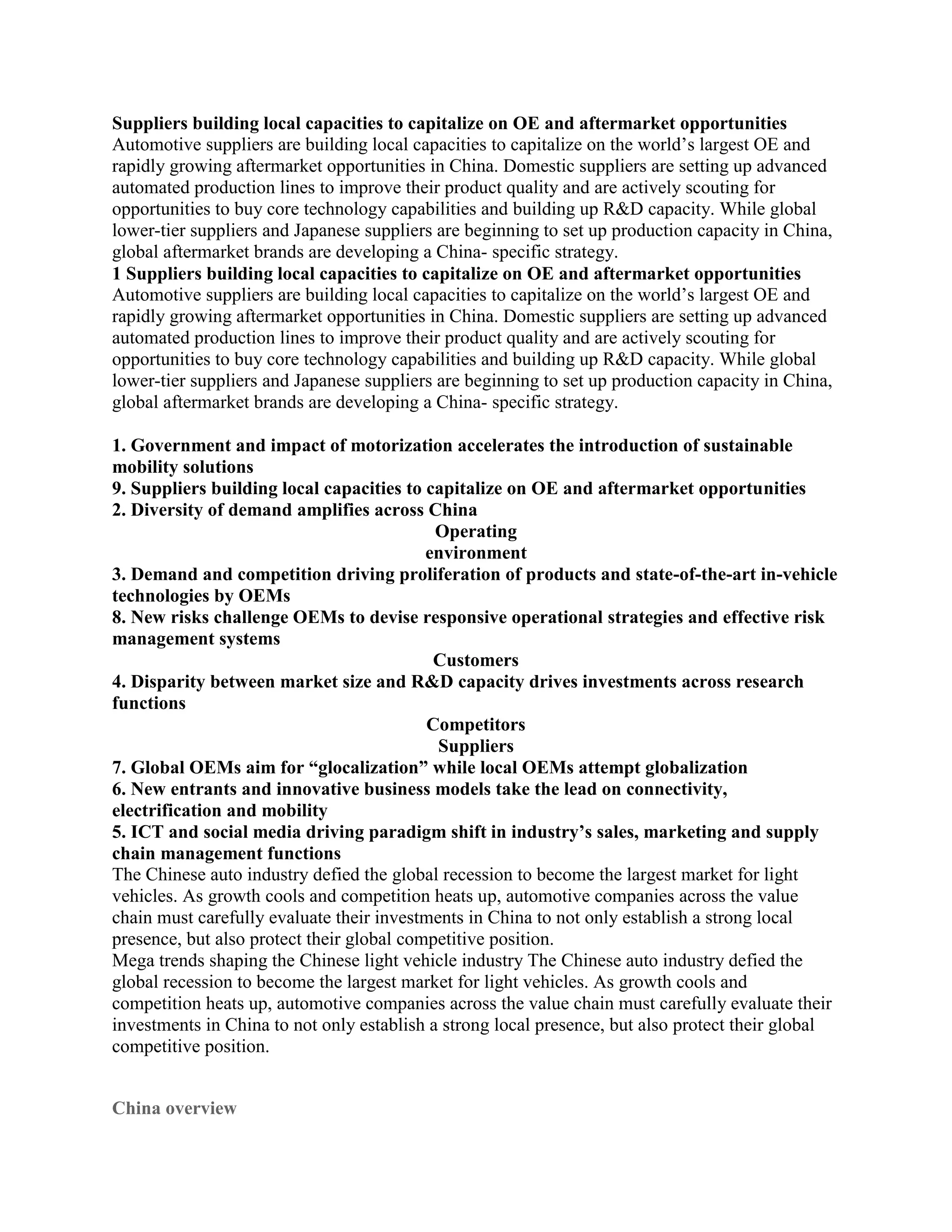 Executive summary chaina automobile | DOCX