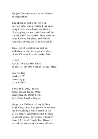 EXECUTIVE SUMMARY For most of its 100-year existence, Oreo .docx | Desserts and Baking | Food ...