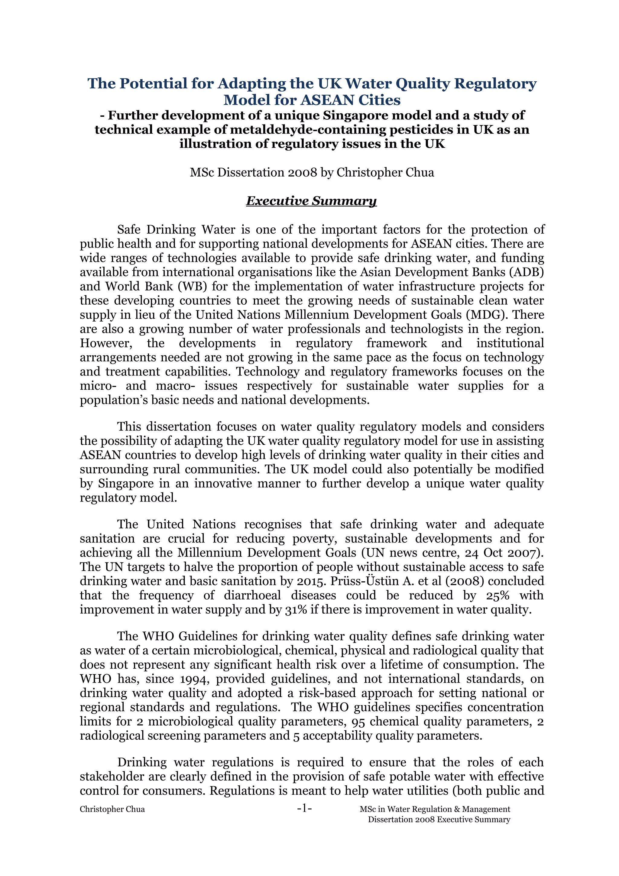 Executive Summary (M Sc Wrm 2008) | PDF