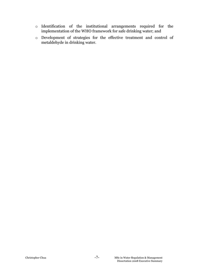 Executive Summary (M Sc Wrm 2008) | PDF