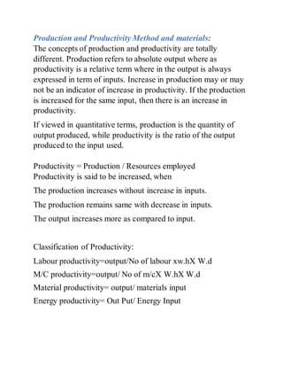Executive summary of production and productivity | DOCX