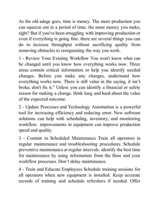 Executive summary of production and productivity | DOCX