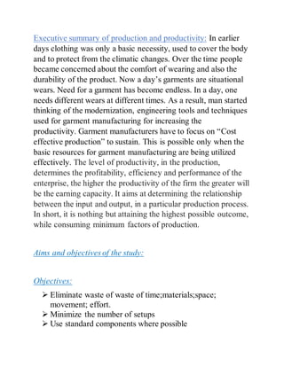 Executive summary of production and productivity | DOCX