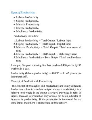 Executive summary of production and productivity | DOCX