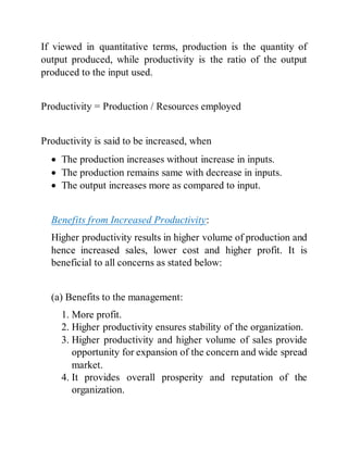 Executive summary of production and productivity | DOCX