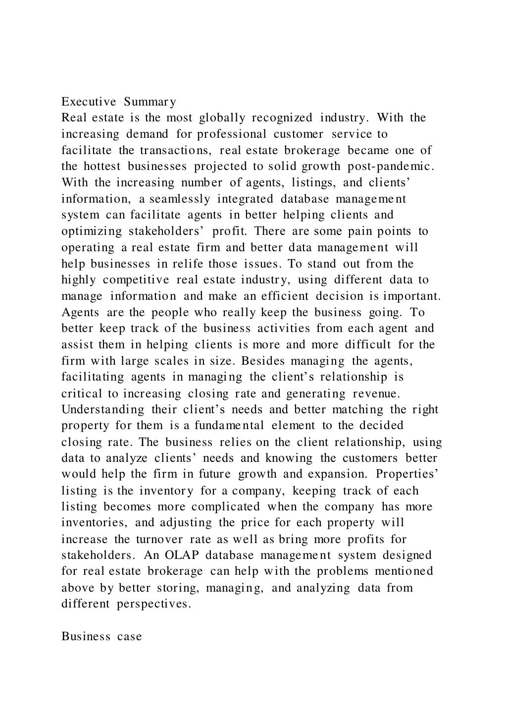 Executive SummaryReal estate is the most globally recognized ind | PDF