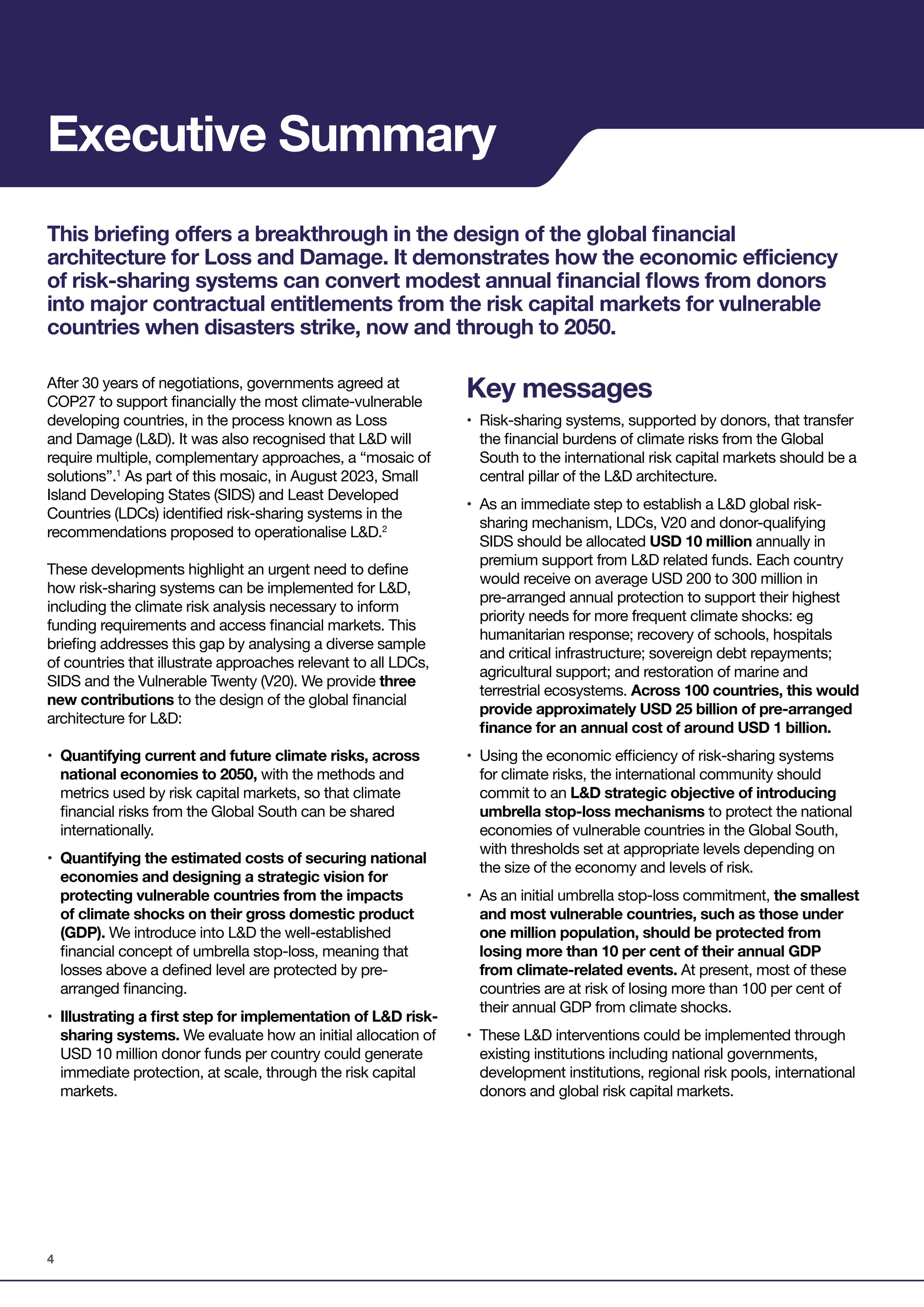 CISL: Executive Summary Risk Sharing for Loss and Damage | PDF | Non ...